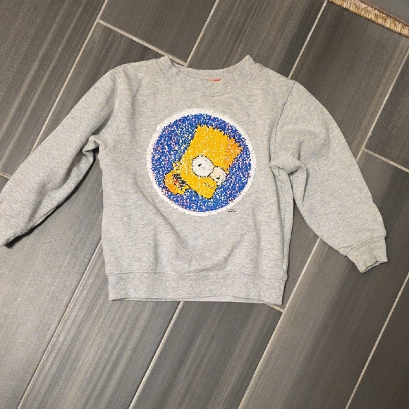 Zara | Shirts & Tops | Zara Simpsons Gray Sweatshirt With Sequeen 3t ...